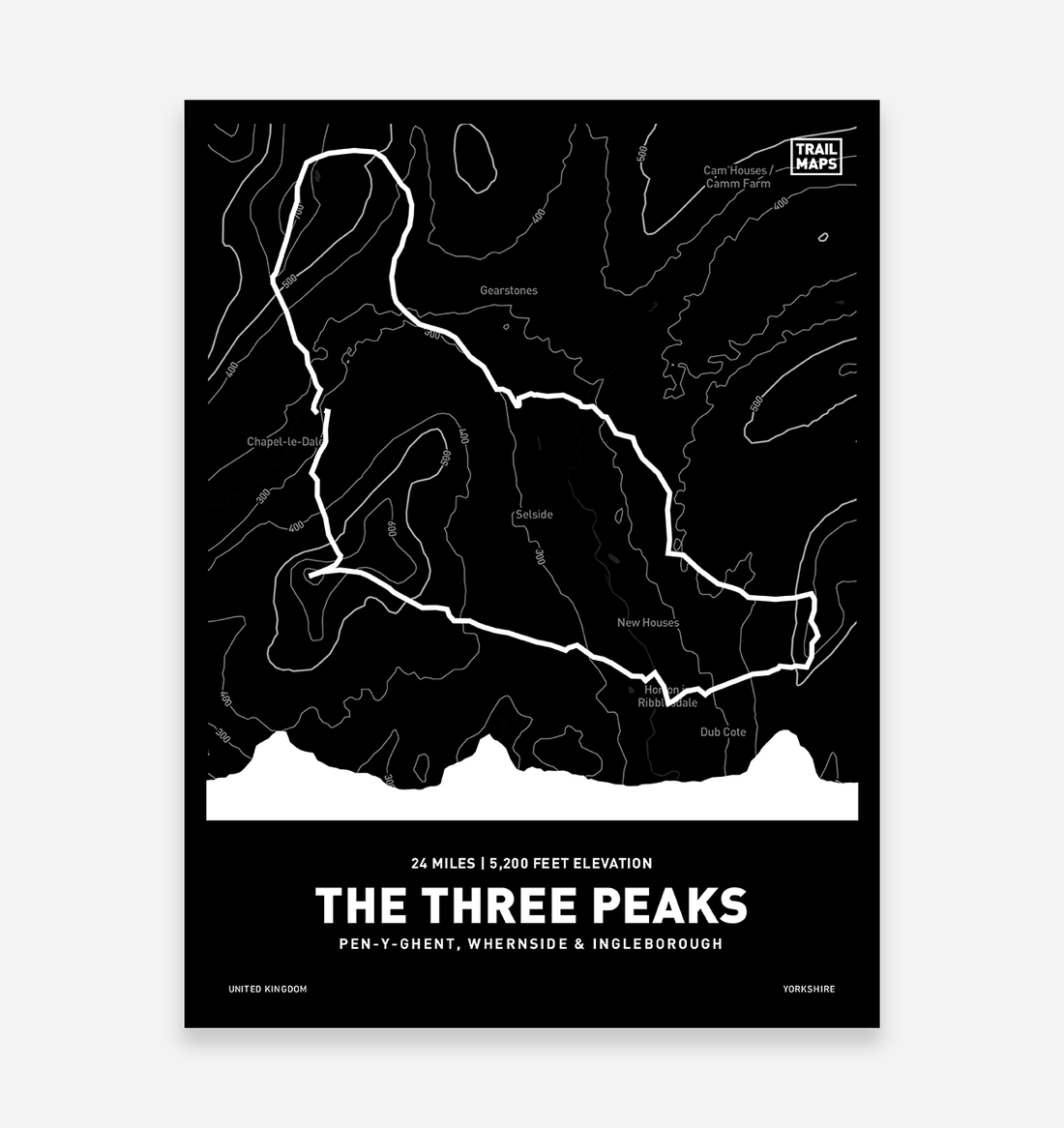Yorkshire Three Peaks Challenge - Black – TrailMaps