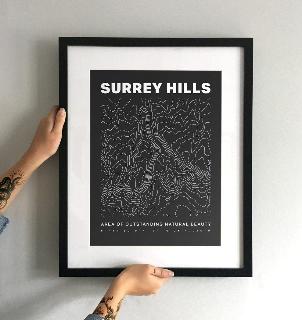 Surrey Hills AONB Contours Art Print – TrailMaps